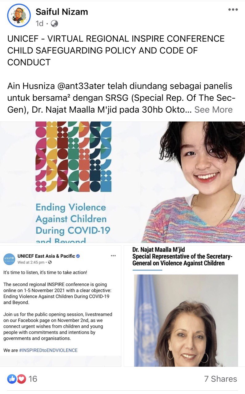 Ain to speak at UNICEF conference on children’s right – IIUM Today