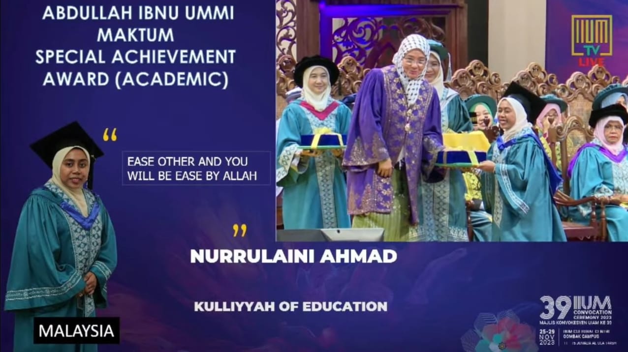 39th IIUM Convocation: Aini, with physical disability, wins award with ...
